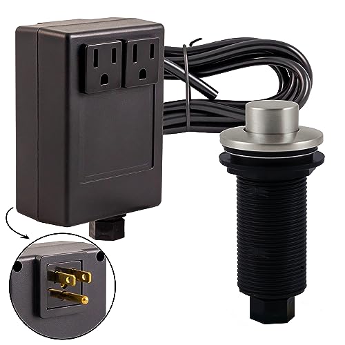 Westbrass ASB-2RB3-20 Sink Top Waste Disposal Air Switch and Dual Outlet Control Box, Raised Button, Stainless Steel