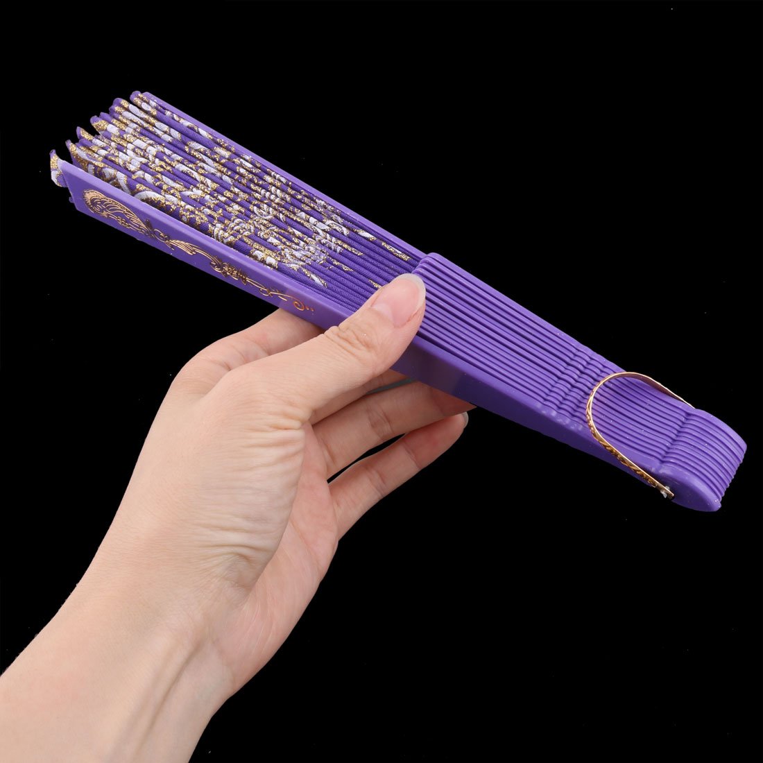 Qtqgoitem Women Polyester Chinese Style Cosplay Artistic Handle Folding Fan 24cm Length Purple (model: 56f 7e1 104 59c 6ea)