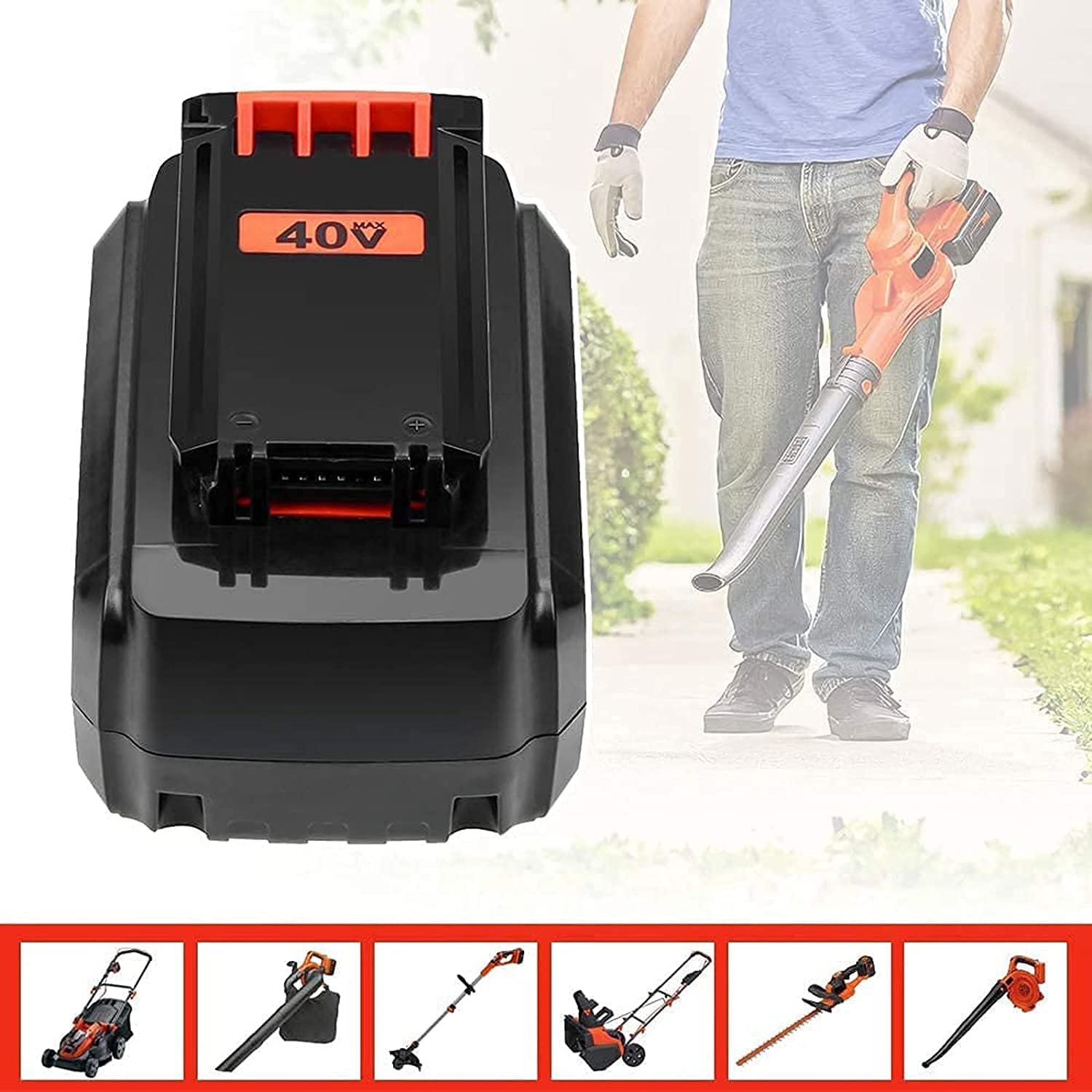 Munikind 40V 3.0Ah Replacement Battery for Black and Decker 40V Battery Lithium LBX2040 LBXR36 LBXR2036 LST540 LCS1240 LBX1540 LST136W Compatible with Black Decker 40V String Trimmer Mower Tools(Red)
