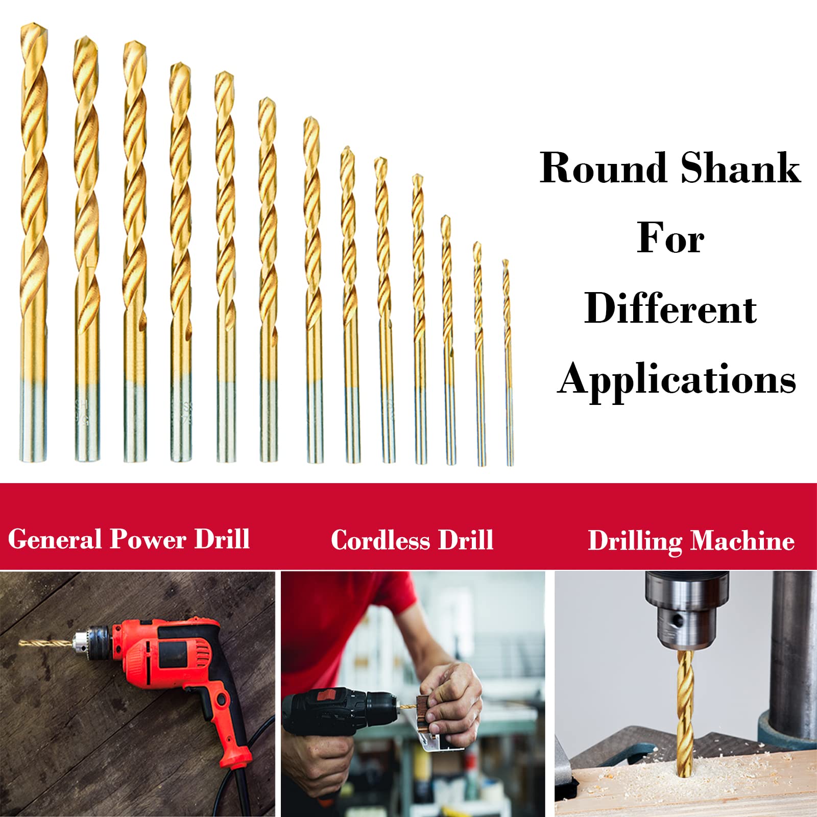 SATTDMAIC 13Pcs Drill Bit Set, HSS Metal Drill Bits with Titanium Finish, 1/16β-1/4β for Wood, Plastic, Aluminum Alloy, Metal, with Metal Drill Index (Drill bit Set)