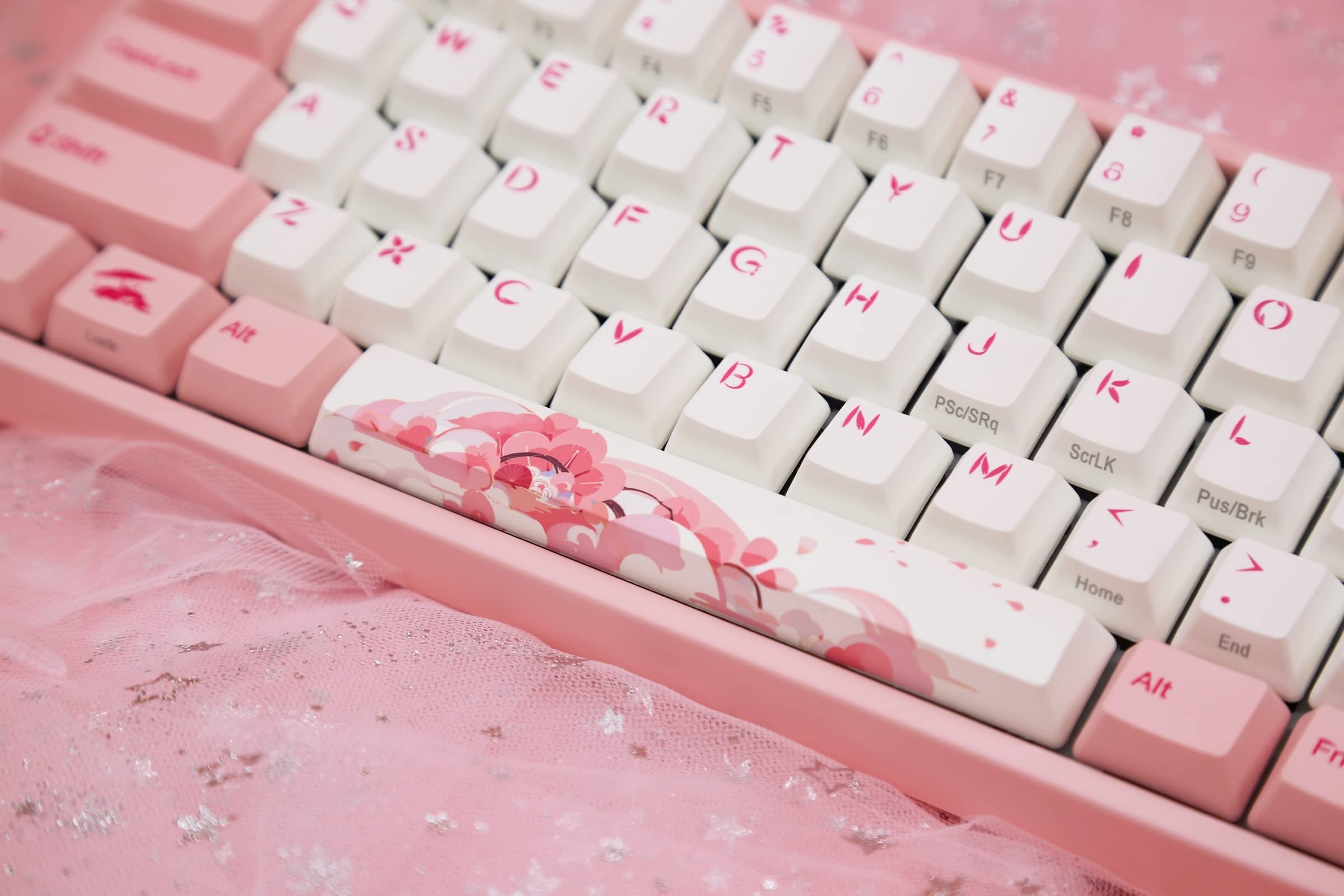 Varmilo Ducky x Miya Mac Pro Sakura R2 White LED 65% Double Shot PBT Mechanical Keyboard (Cherry MX Red)