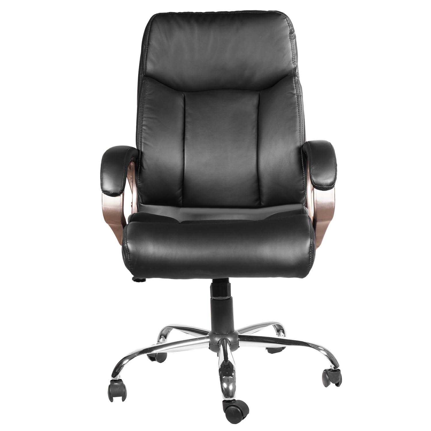 Mimager Black Desk Chair, Mid Back Executive Office Chair Adjustable Height, Leather Office Desk Chair with Arms, Swivel Computer Desk Chair, Modern Design, Black