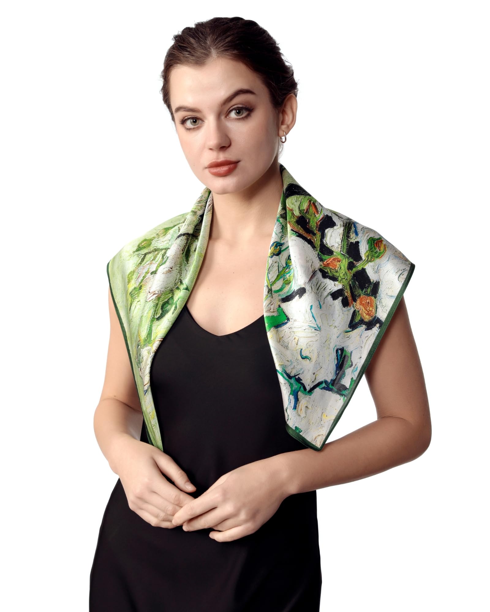 PoeticEHome 100% Pure Mulberry Silk Square Scarf 27"x27" Women Neckerchief Headscarf Gift Packed