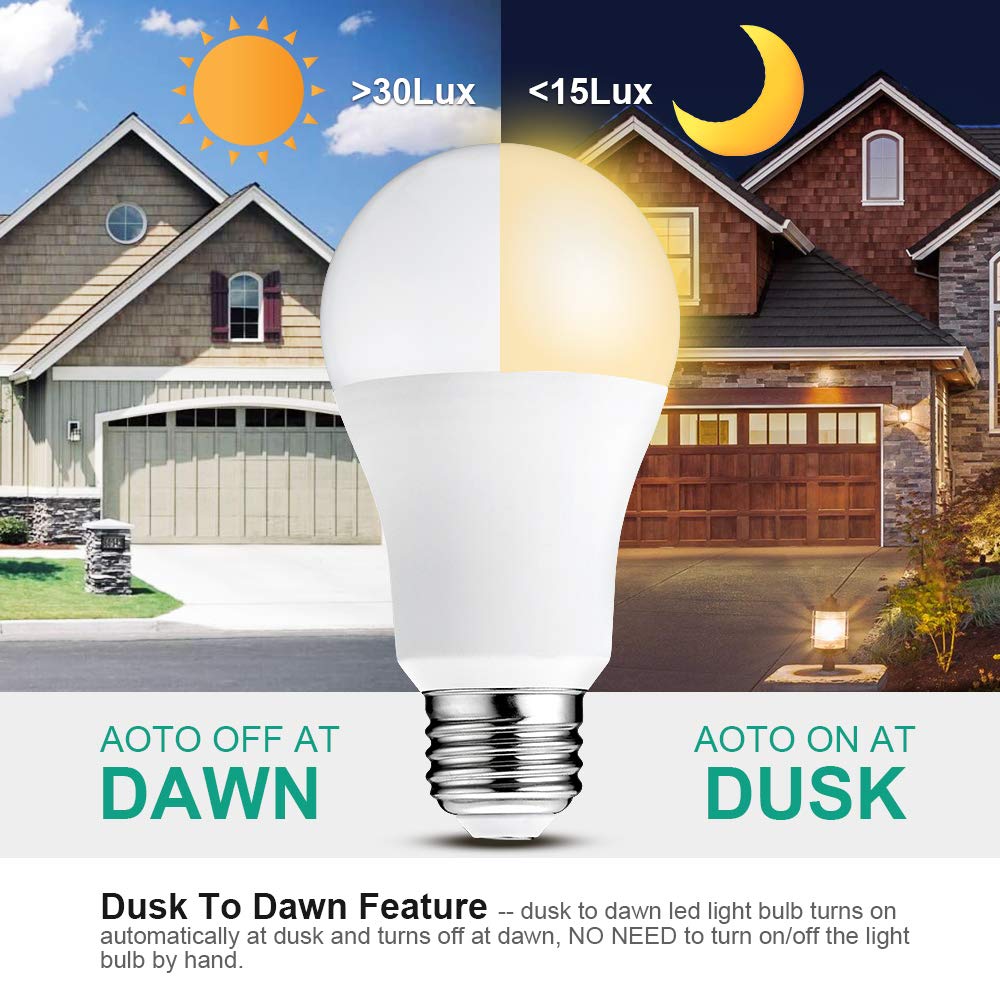 NAWVACE Light Bulb LED Outdoor Lighting, Warm White 3000K, 9W(60W Equivalent) 900LM E26 A19, 6-Pack