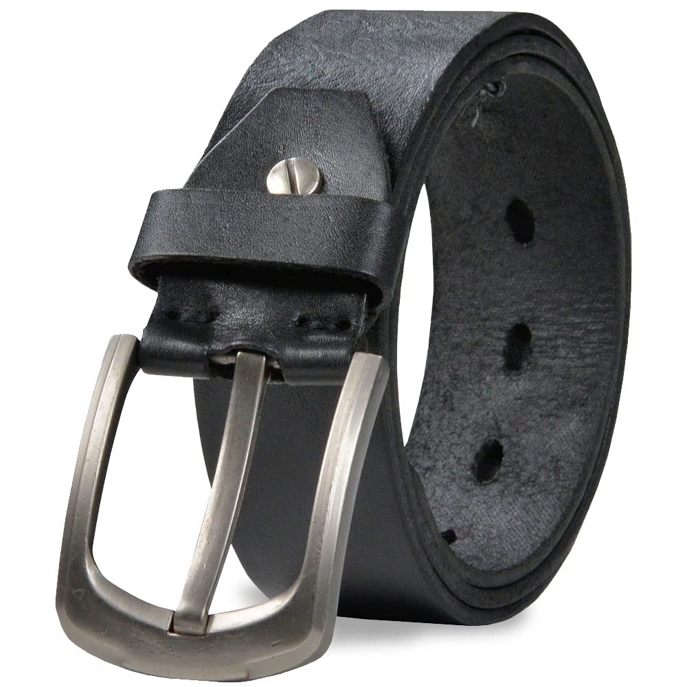 Leather SR Classic Mens Leather Belts Genuine Cow Leather Belt - Leather Belt For Men - Mens Work Belts Leather Heavy Duty (Black, 40)