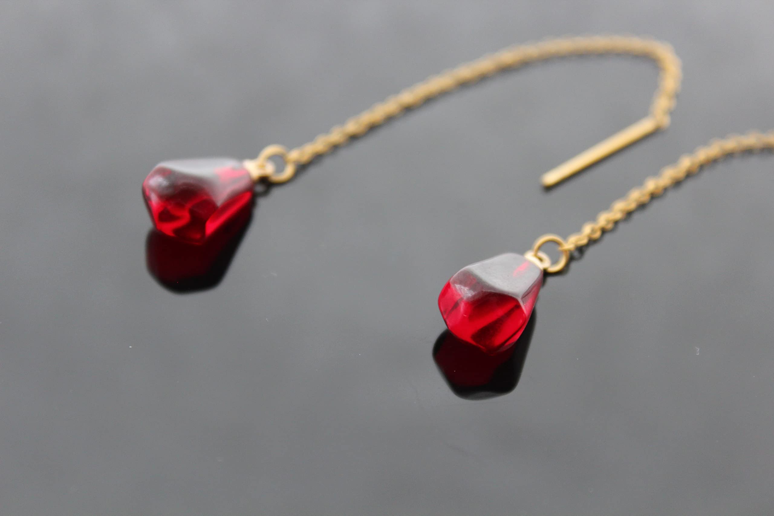Pomegranate seed jewelry (Gold earrings)