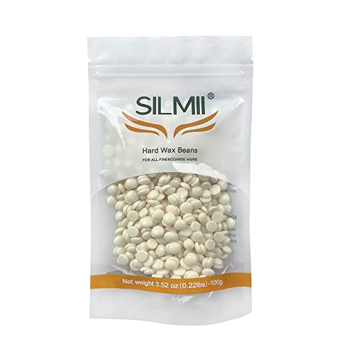 SILMII Wax Beads 100g,Hard Wax Beads for Sensitive Skin Painless Coarse Waxing Beads for Bikini Brazilian Underarms Back and Chest (3.5oz/1 Pack/Cream)