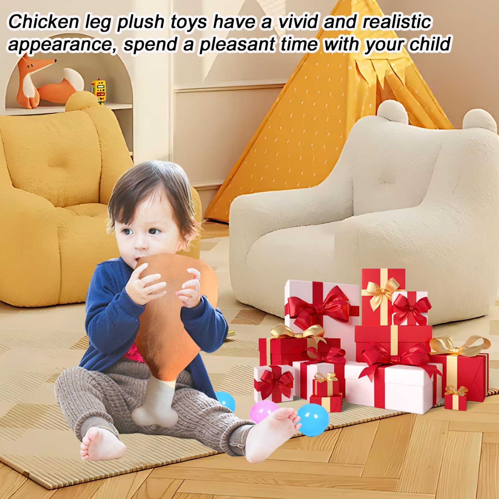 XiRiDa 15.7'' Chicken Leg Pillow Funny Food Plush Toy Simulation Stuffed Animal Decor