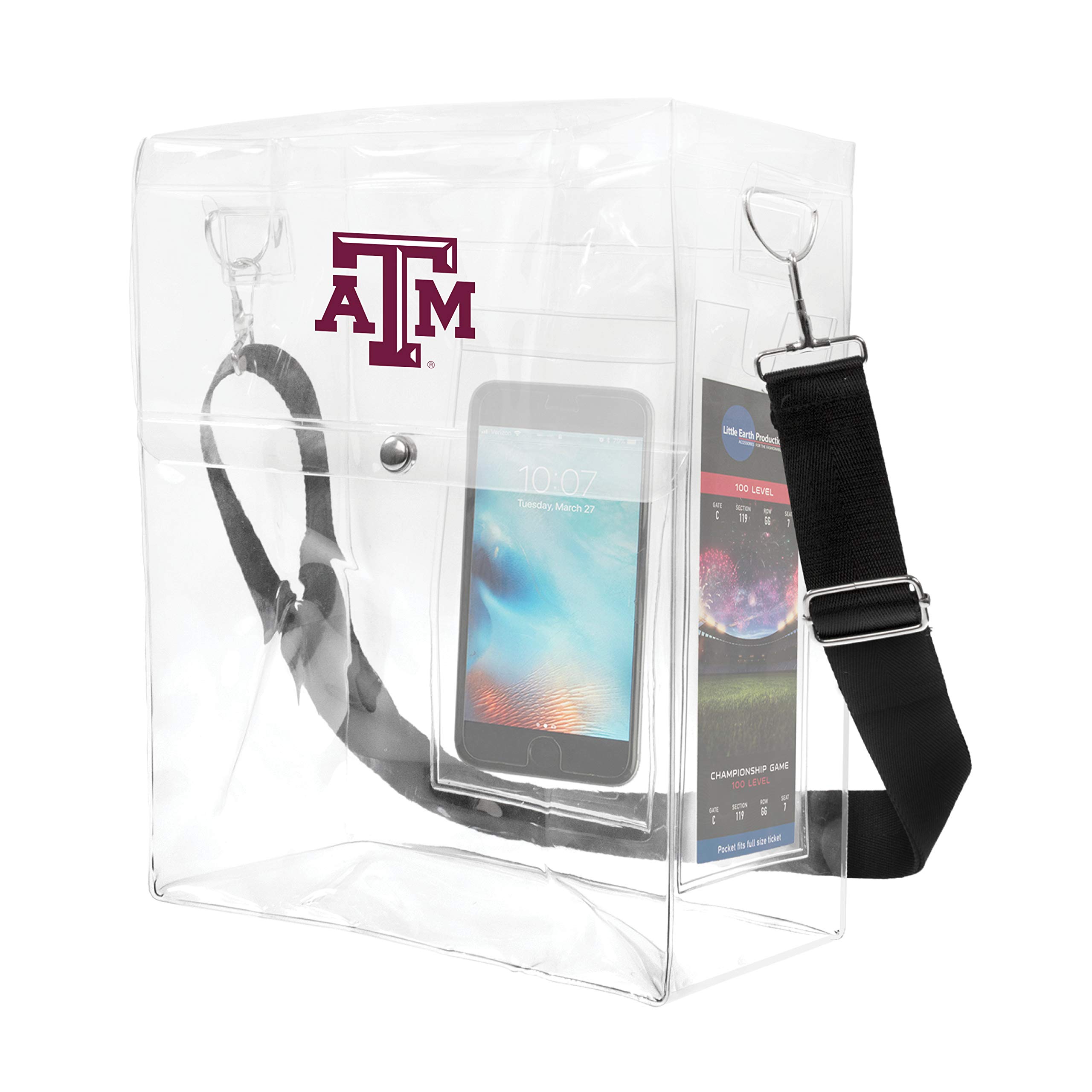 Littlearth Unisex-Adult NCAA Utah Utes Clear Ticket Satchel, Clear, 12" x 10" x 5"