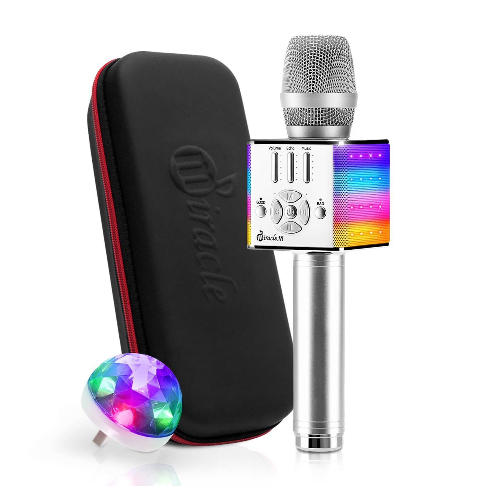 Miracle M90 - Karaoke Microphone Bluetooth - Bluetooth Microphone Wireless - Wireless Microphone for Karaoke - Microphone for Kids and adults - Carpool car Microphone with Speaker - Karaoke mic