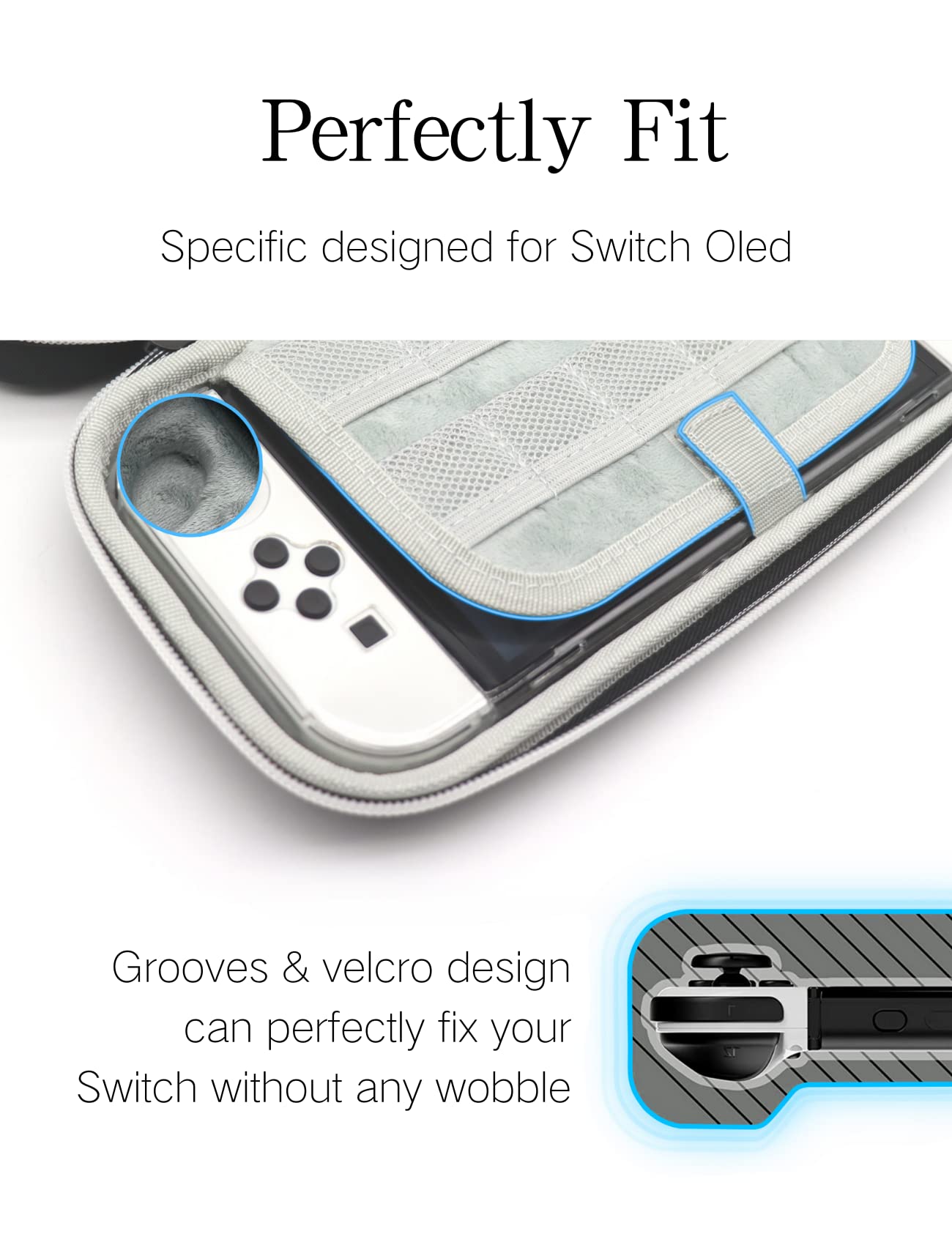Necessary 4 in 1 Accessory Bundle for Nintendo Switch OLED - iceiceice Hard Shell Carrying Case with 30 Game Slots + Clear Case + Premium Tempered Films [2022 New]