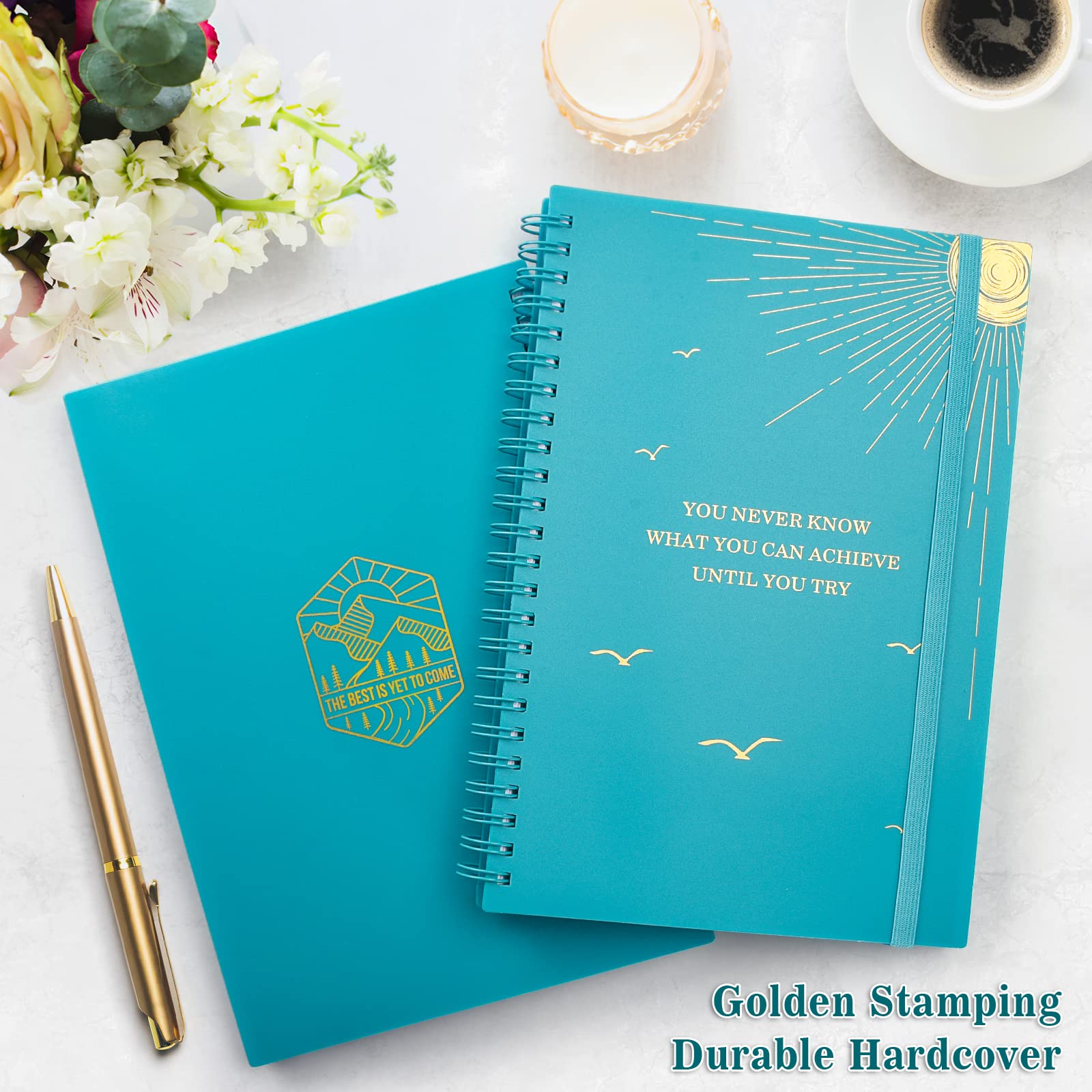 Planner, Daily Planner with To Do List, Hourly Appointment, Contacts and Passwords, Undated, Day Planner for College Students and Work, Flexible Cover, Elastic Closure, Inner Pocket, A5 (Blue)