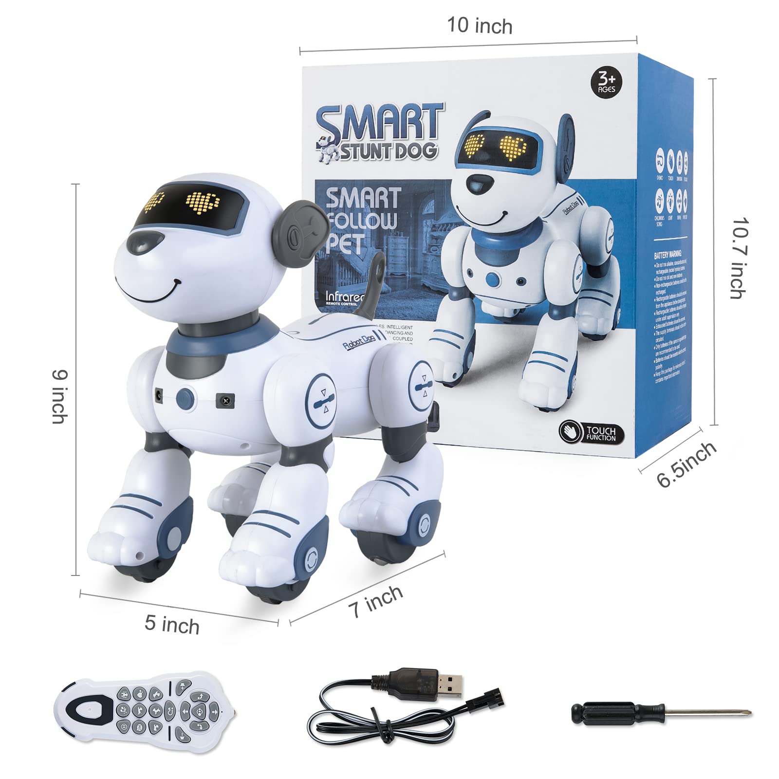 Remote Control Robot Dog Toys for Kids, Programmable Smart Interactive Stunt Robot Dog with Touch Function Singing Dancing Walking Smart RC Robot Dog Toy Gift for Boy Girl 3 4 5 6 7 8+ Year Old(Blue)