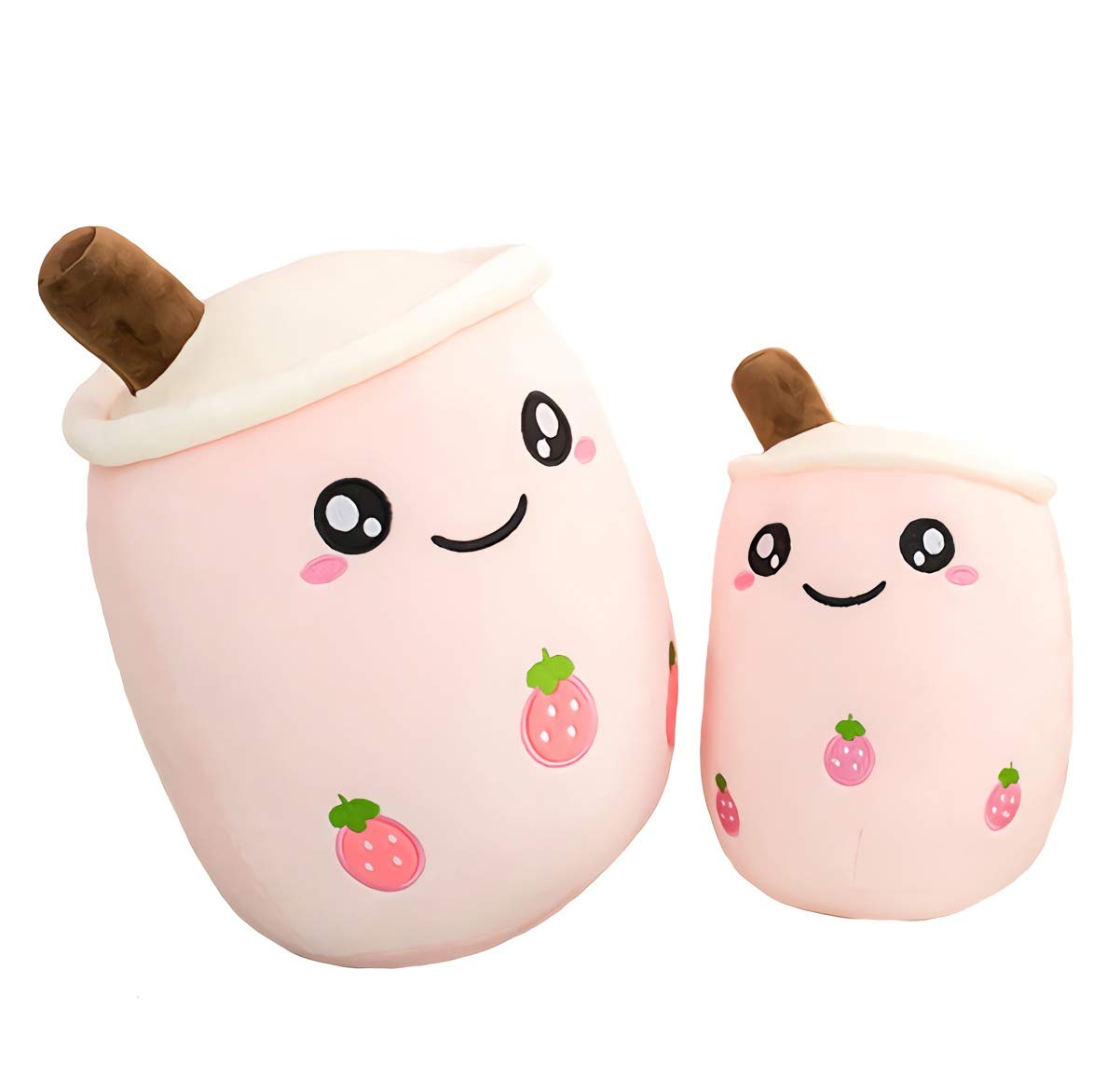 PonPom Cute Bubble Tea Plushie,Soft Stuffed Milk Tea Plush Pillow Gift for Kids Girls Boys (Pink Round, 9.4 inches)