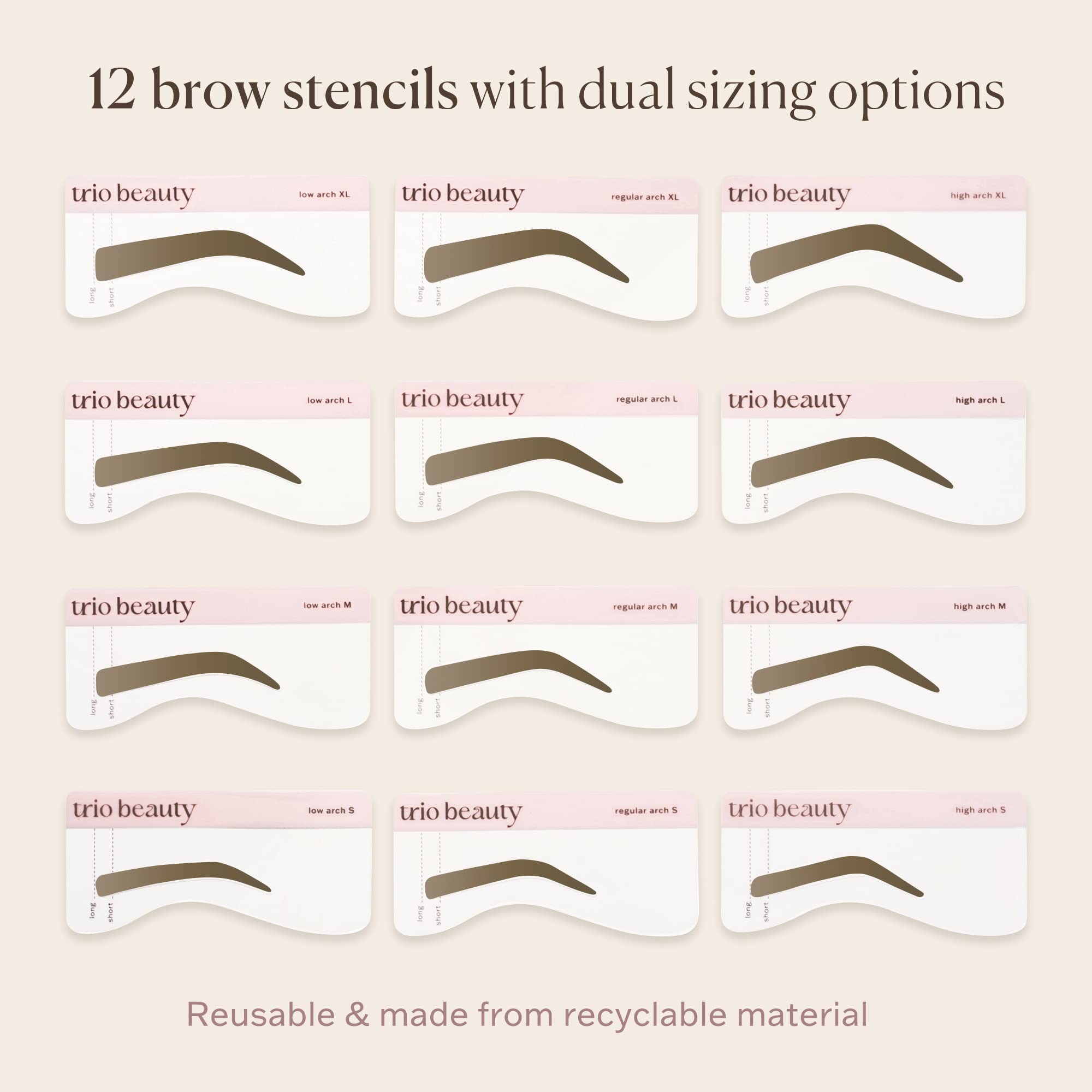 Trio Beauty Brow Trio Eyebrow Stencil Kit | Perfect Brows in Seconds | Eyebrow Stamp Stencil Kit with Fully Waterproof Eyebrow Pomade and Dual Ended Sponge Brush | Blonde