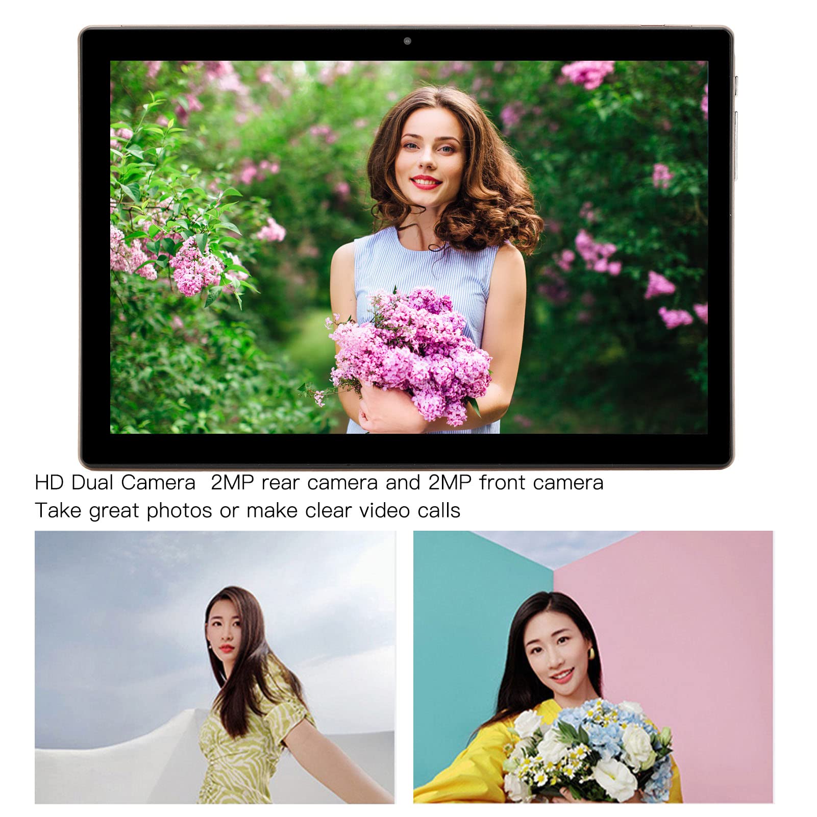 Zunate 10 Inch IPS HD Display Android 10 Tablet, Octa Core CPU Gaming Tablet with 4GB RAM 64GB ROM, Dual SIM Cards Slots, 8000mAh, Dual Camera, Video Call WiFi Tablet for Home Office(Gold)