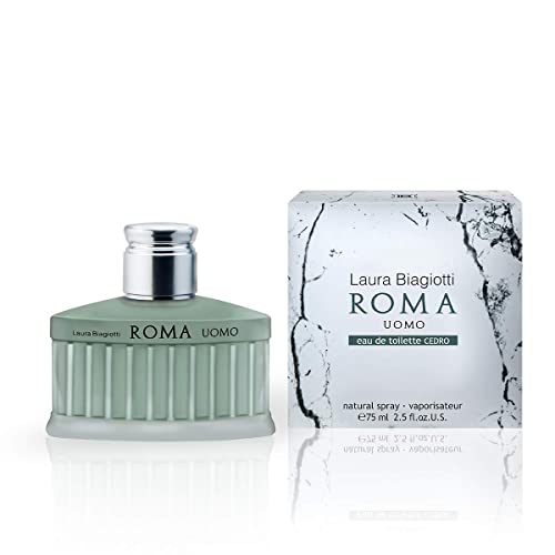 Laura Biagiotti - Roma Uomo Cedro - Sweet & Bitter Scent - Top Notes of Geranium, Vanilla, and Cascalone, 2.5 oz Eau de Toilette for Men