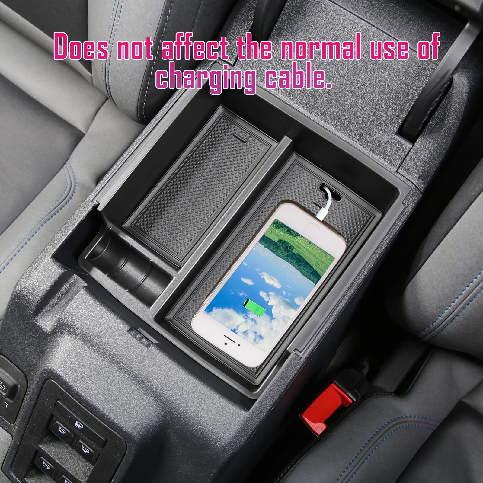 Neepiar Armrest Storage Box Compatible with 2021-2023 Ford Bronco Center Console Organizer Tray Insert Accessories