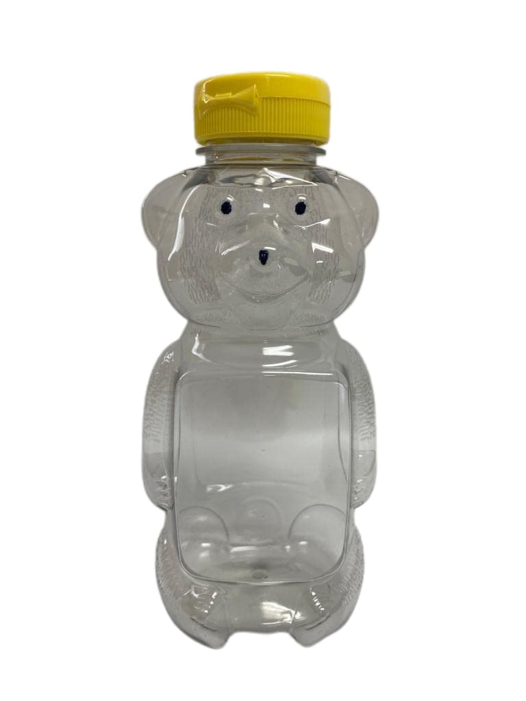 Natural Farms Pack of 3-16 oz Plastic Bear Honey Bottle Jars - Honey Squeeze Bottle Empty for Storing and Dispensing Honey