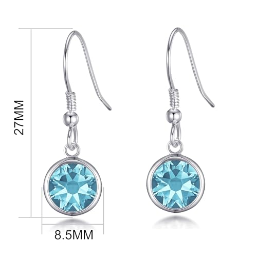 March Birthstone Drop Earrings Created with Aquamarine Zircondia® Crystals
