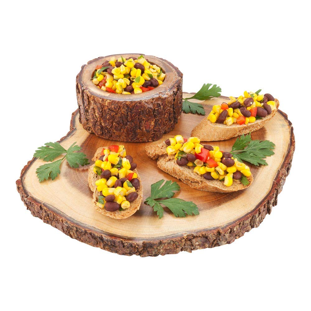 Restaurantware 9 Inch x 9 Inch Acacia Serving Board 1 Round Wood Platter With Bark - Varnished With Bark Edges Small Natural Acacia Rustic Chopping Board For Meats And Cheeses