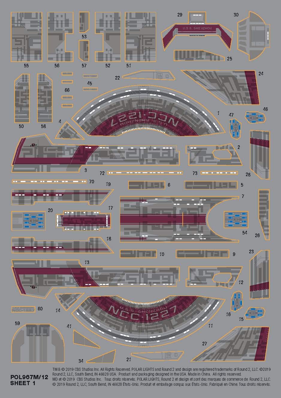 Polar Lights Star Trek Discovery USS Shenzhou - 1/2500 Scale Snap Assembly Plastic Model Kit - Buildable Vintage Spacheship for Kids and Adults