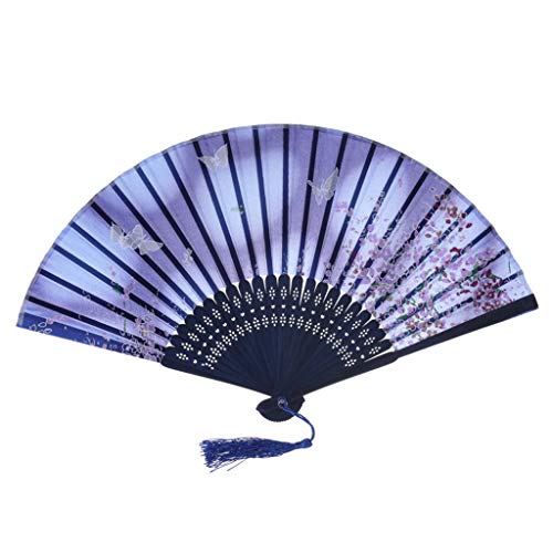 PBLCYUT Ornaments Chinese Style Dance Wedding Party Lace Silk Folding Hand Held Flower Fan Portable Folding Fan (Color : D)