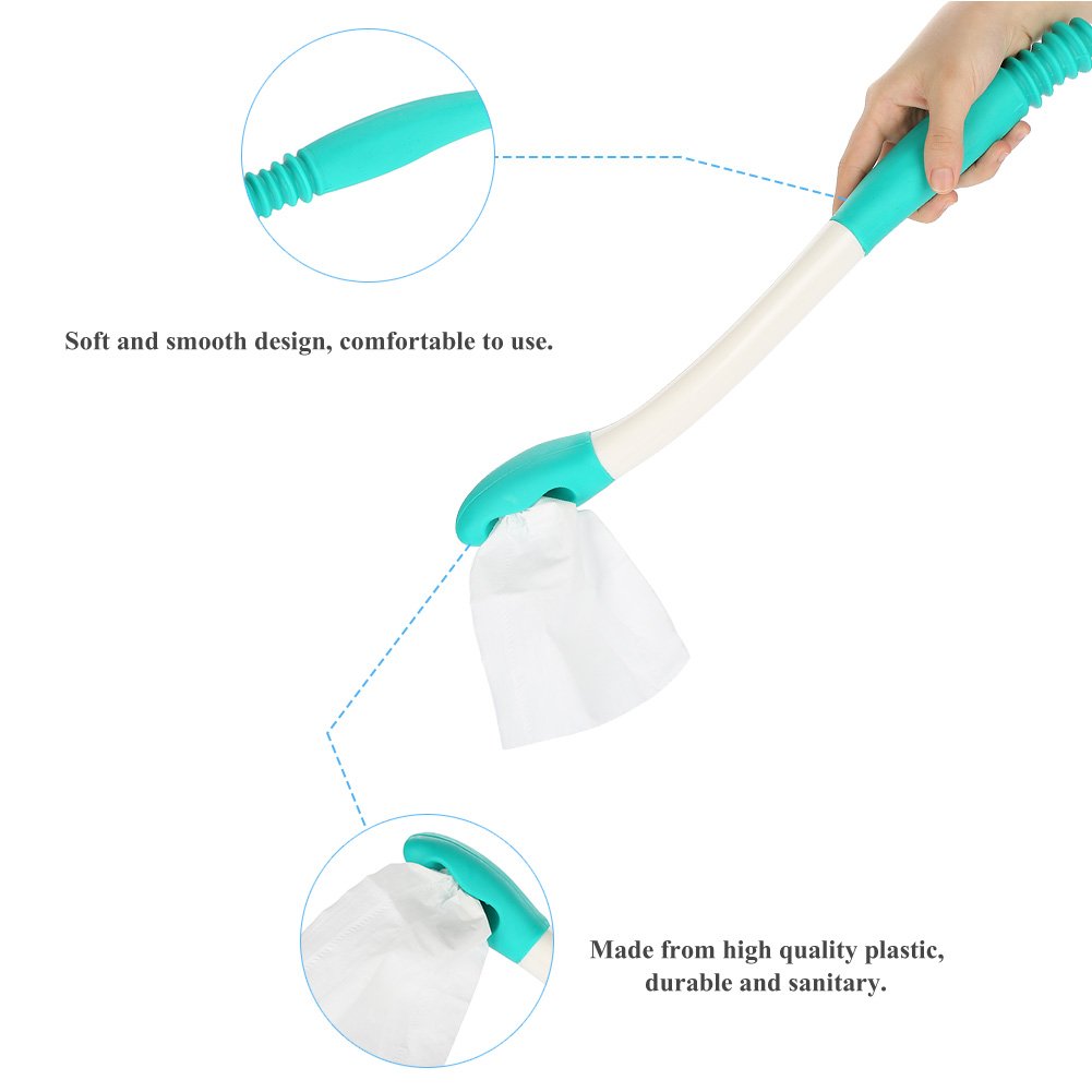 Toilet Aids Tools For Wiping, Long Reach Comfort Wipe, Long Handle Reach Comfort Bottom Wiper Holder Butt Wipes Tissue Grip Self Wipe Aid Helper For Limited Mobility Disabled Arthritis Shoulder
