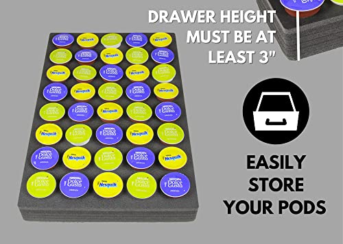 Polar Whale 2 Coffee Espresso Capsule Drawer Organizer Tray Inserts Compatible with Dolce Gusto Kitchen Home Office Waterproof Washable Black Foam 40 Compartment 12.75 x 20.25 Inches