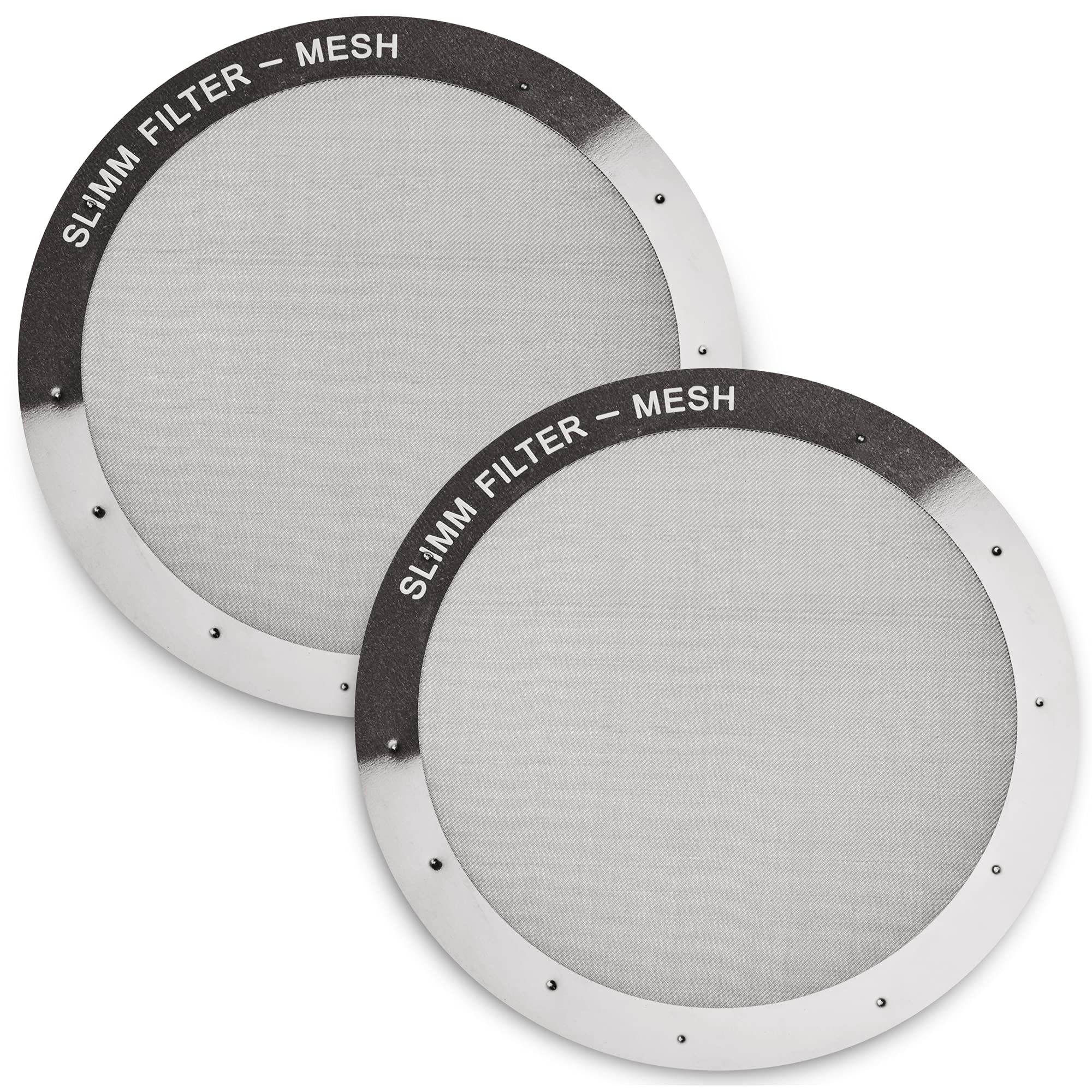 Reusable Filter Set by Slimm Filter - 2 Piece, Stainless Steel Metal - 2x Mesh Metal Filters For AeroPress Coffee & Espresso Maker, with Complimentary Recipe Book - Brew Barista-Grade Coffee At Home