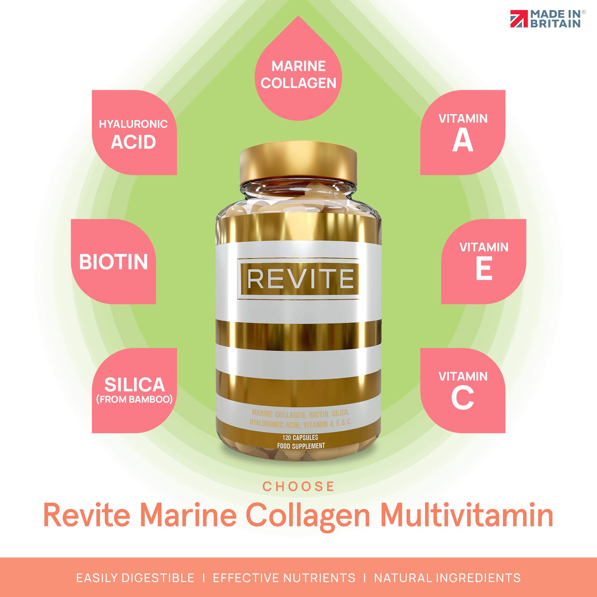 Marine Collagen Capsules 2000mg, Hyaluronic Acid, Silica, Biotin, Vitamin A, E & C Hair, Skin, Nails & Joint Support Tablets Natural Peptide Multivitamin Supplement