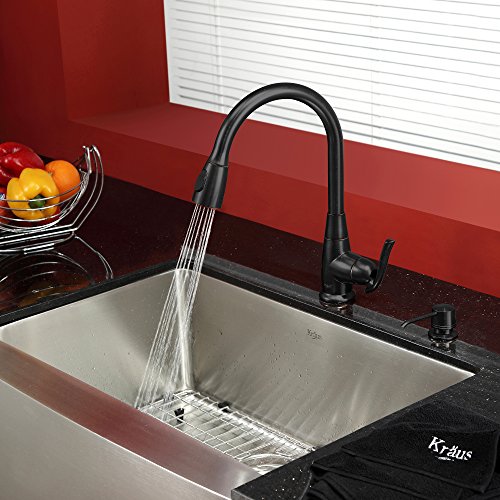 KRAUS KPF-2230ORB Single Lever Pull Out Kitchen Faucet, Oil Rubbed Bronze