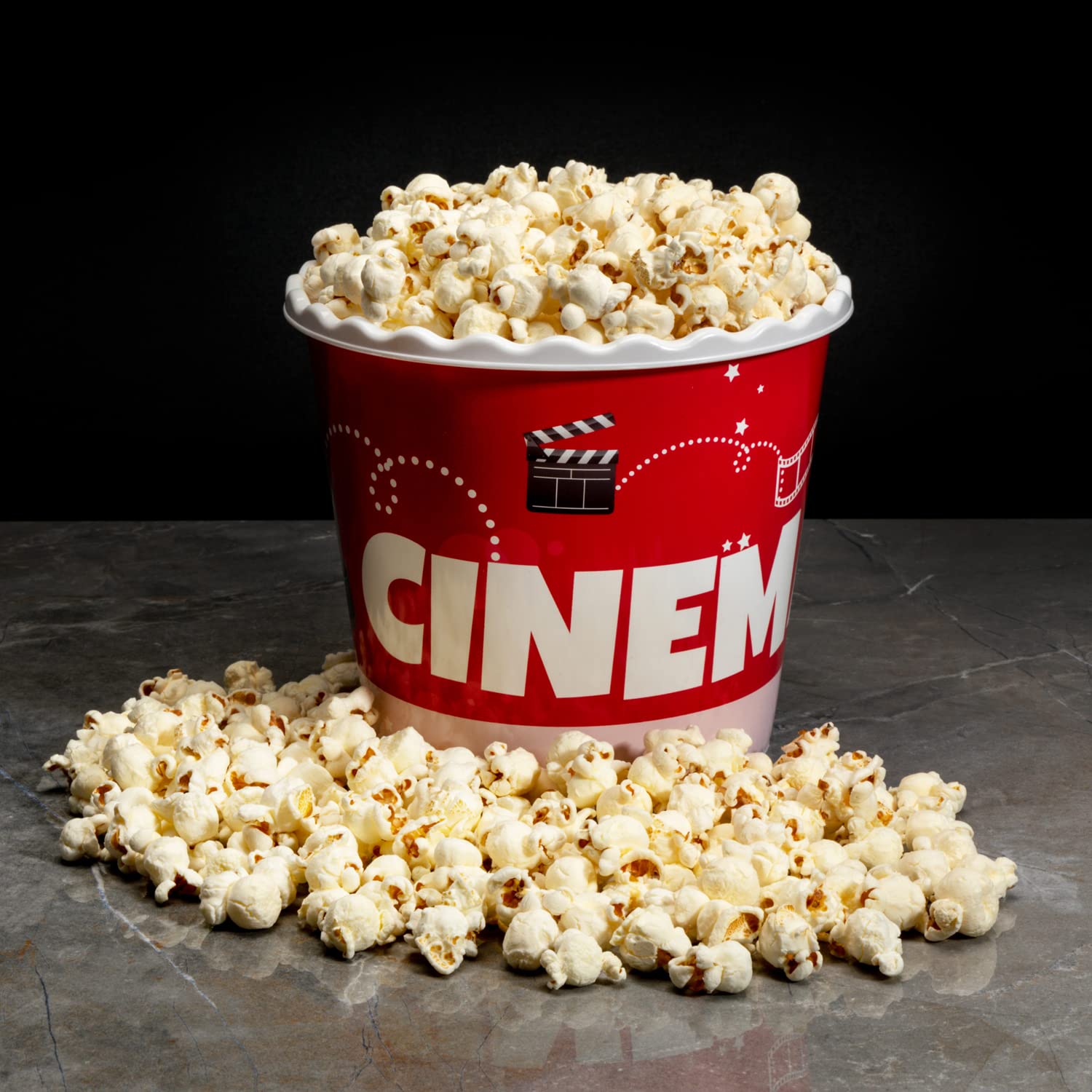 Retro Style Reusable Plastic Popcorn Containers/Popcorn Bowls Set for Movie Theater Night - Washable in The Dishwasher - (BPA Free-4 Pack) (Mix A)