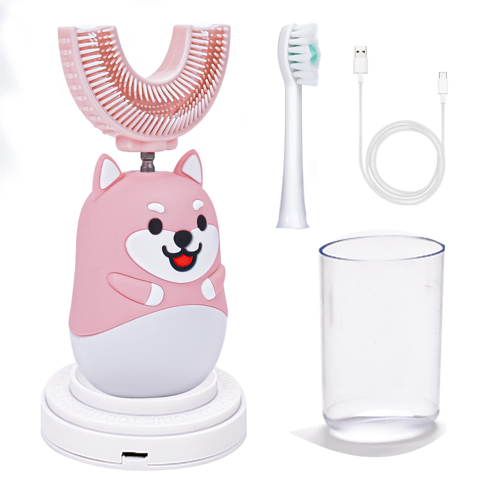 Tyiagle U Shaped Toothbrush for Kids 2-12 (dog2-6)