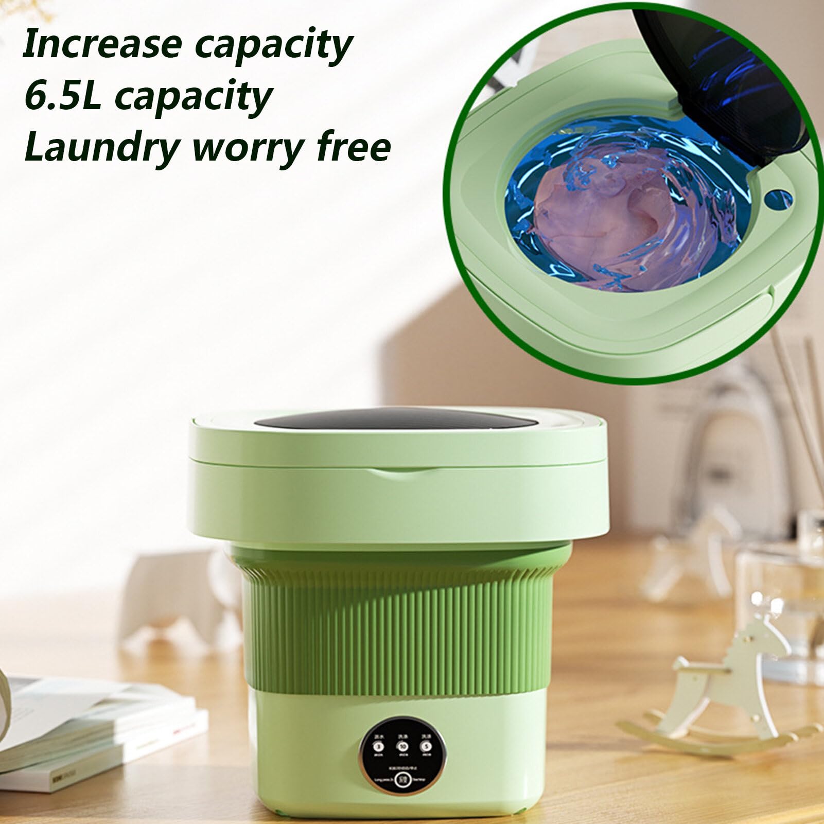 Portable Washing Machine, Foldable Mini Washing Machine and Spin Dryer Large Capacity Mini Washer Small Foldable Bucket Washer Suitable for Apartment Dorm,Travelling,Best Gift Choice -PURPLE