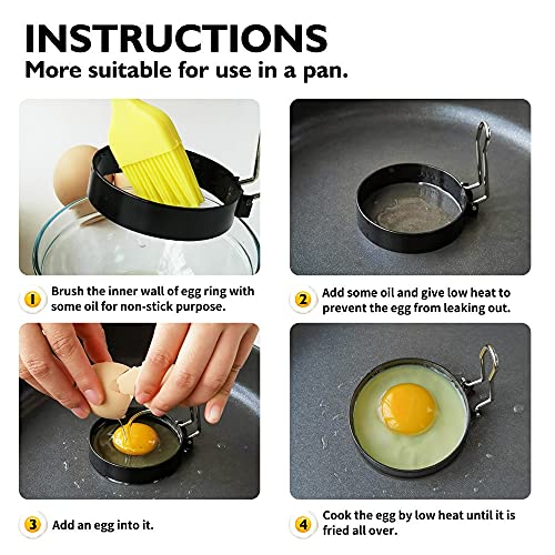 Round Egg Maker Ring 2 Pack, Nonstick Egg Rings for Frying Eggs and English Muffins, Egg Shaper for Frying Pan Cooking, Egg Molds for Griddle, Egg Circles for Breakfast Sandwich Burger