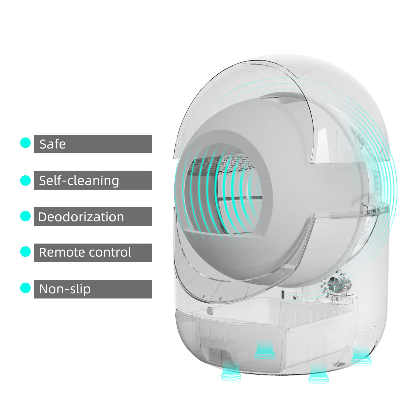 Large Self Cleaning Cat Litter Box, Pretty Automatic Cat Litter Box Robot with APP Control & Safe Alert & Smart Health Monitor for Kitty, Tidy Multiple Cats (White)