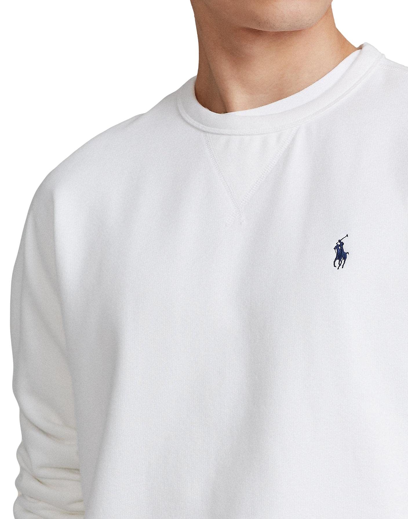Polo Ralph Lauren Mens Iconic Crew-Neck Fleece Sweatshirt (M, White)