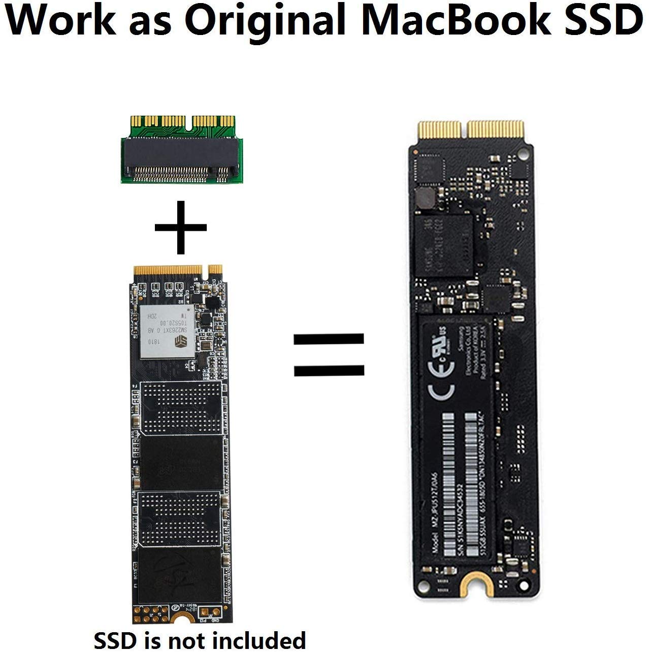 LWS M.2 NVME SSD Convert for MacBook Air Pro Retina Mid 2013 2014 2015 2016 2017, NVME/AHCI SSD Upgraded Kit for A1465 A1466 A1398 A1502.(Two PCS)