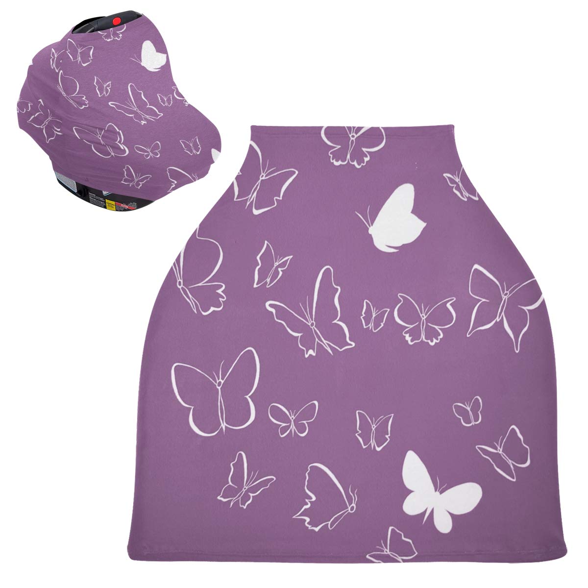 Nursing Cover Breastfeeding Scarf Silhouettes Butterflies - Baby Car Seat Covers, Stroller Cover, Carseat Canopy (801i)