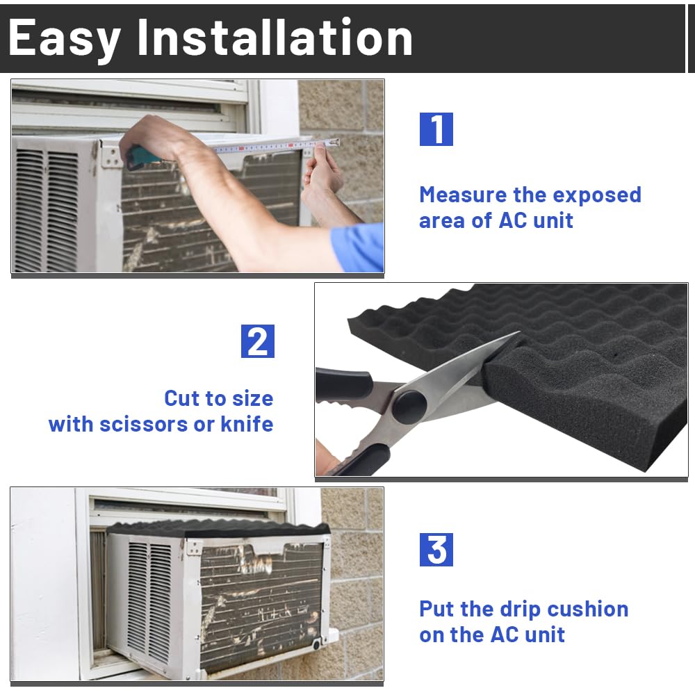 Sgran 2 Pack Air Conditioner Drip Cushions, 23.6 x 15.7 Inch Air Conditioner Top Pad AC Rain Cover Window AC Removable Foam Mat for Stop Dropping Noise of Water Drpping onto Your AC