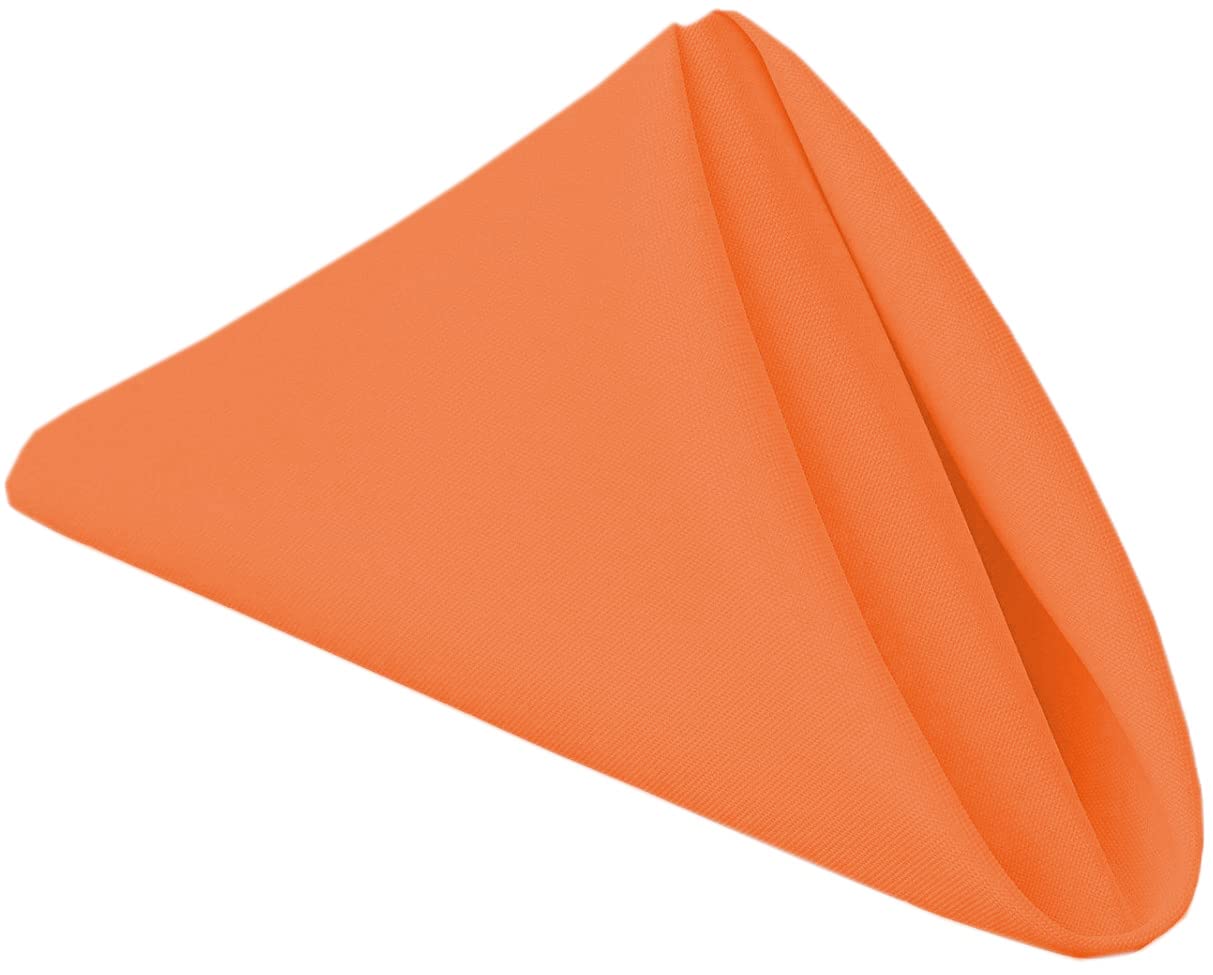 PLOYMONO Orange Heavy Duty Cloth Napkins - 17 x 17 Inch Solid Washable Polyester Dinner Napkins - Set of 8 Napkins with Hemmed Edges - Great for Weddings, Parties, Banquets Dinner & More