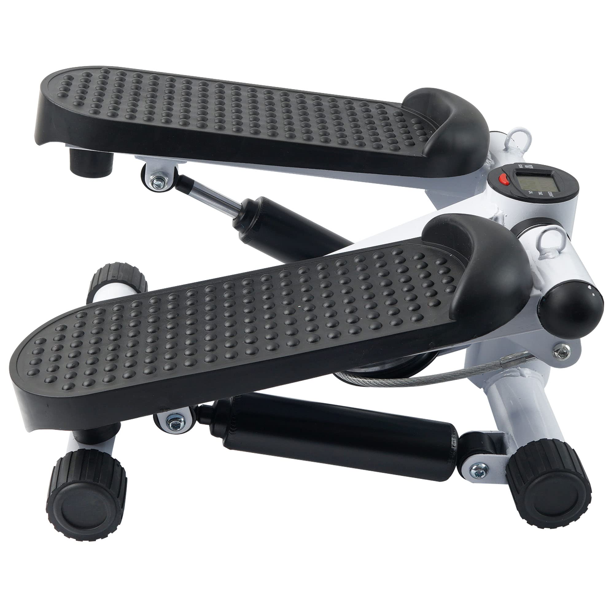 Pebble Hill Advanced Portable Stair Stepper Easy to Read Display, Resistance Bands, Non-Slip Foot Petals, Adjustable Height for Mini, Mid-Size, and Large Home or Office Gym