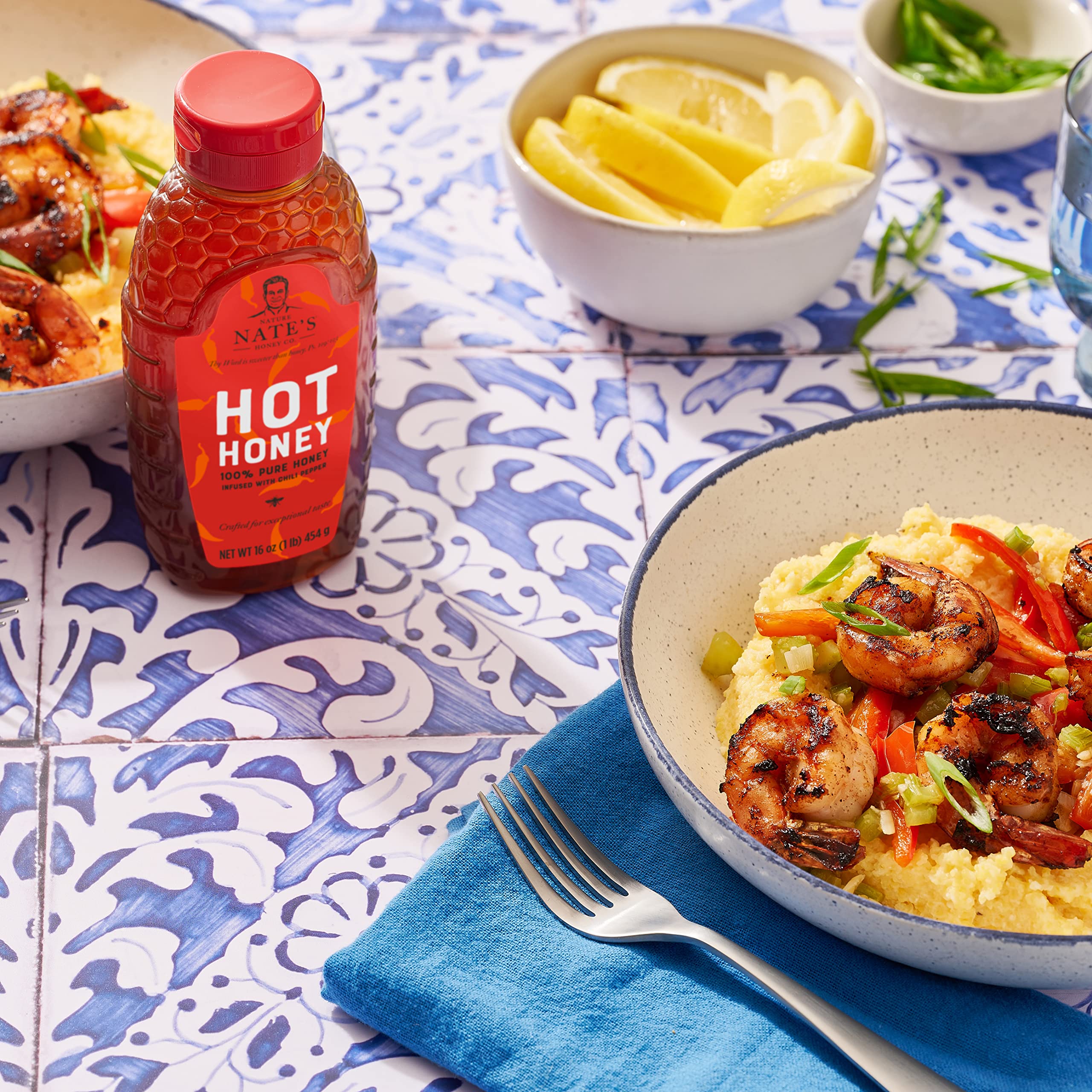 Nate's Hot Honey - 100% Pure Honey Infused with Habanero Chili Pepper Flakes, Award-winning Taste - 16 oz Squeeze Bottle