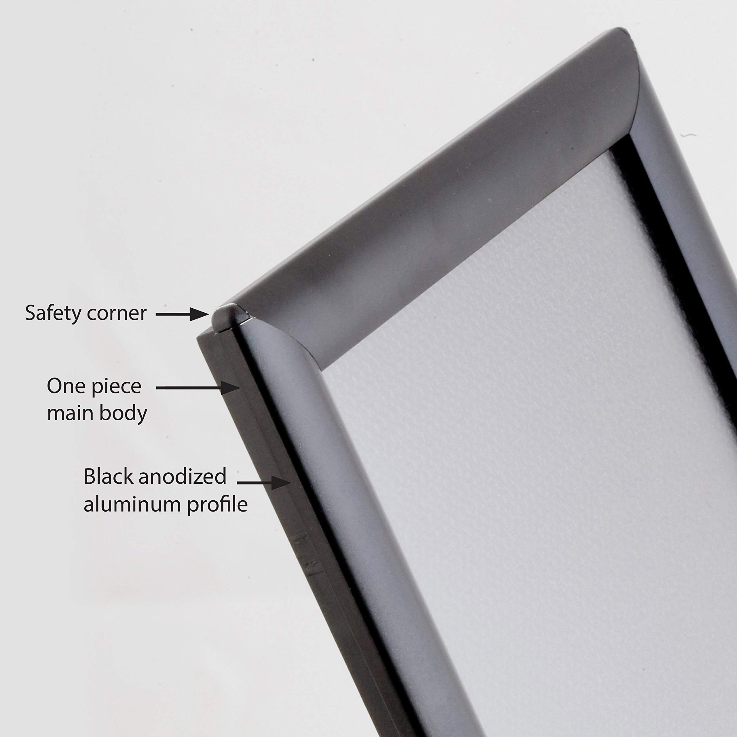 M&T Displays Opti Snap Poster Frame 11x17 Inch Black 1" Aluminum Profile Front Loading Wall Mounting Photo Picture Document Certificate Sign Holder Mitered Corner Anti Glare Cover (20 pack)