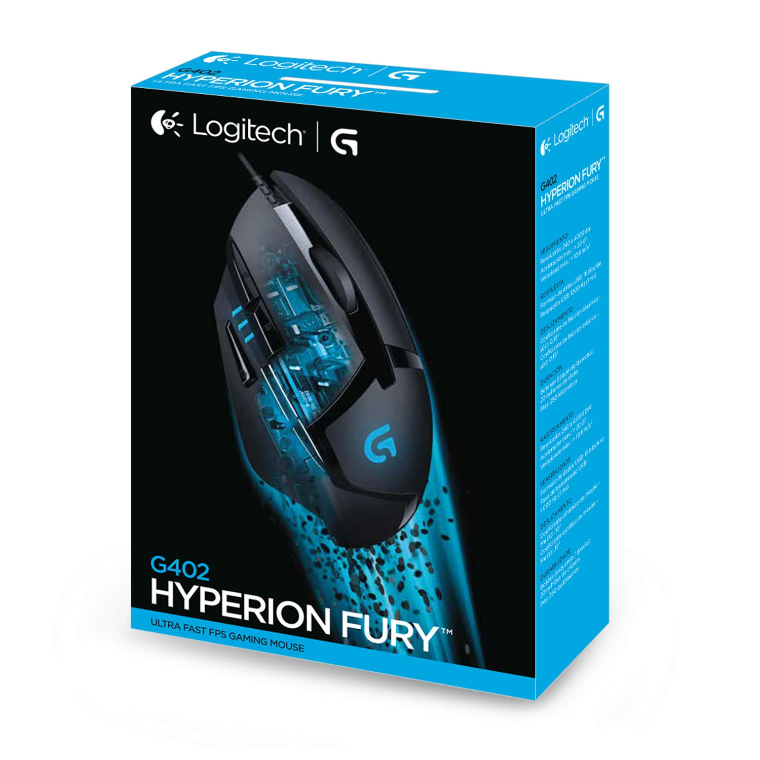 Logitech G402 Hyperion Fury Wired Gaming Mouse, 4,000 DPI, Lightweight, 8 Programmable Buttons, Compatible with PC / Mac - Black (Renewed)