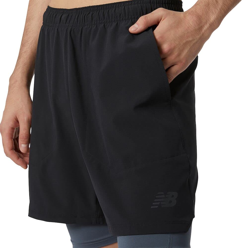 New Balance Men's R.W.T. 7 Inch 2 in 1 Short, Black, Medium