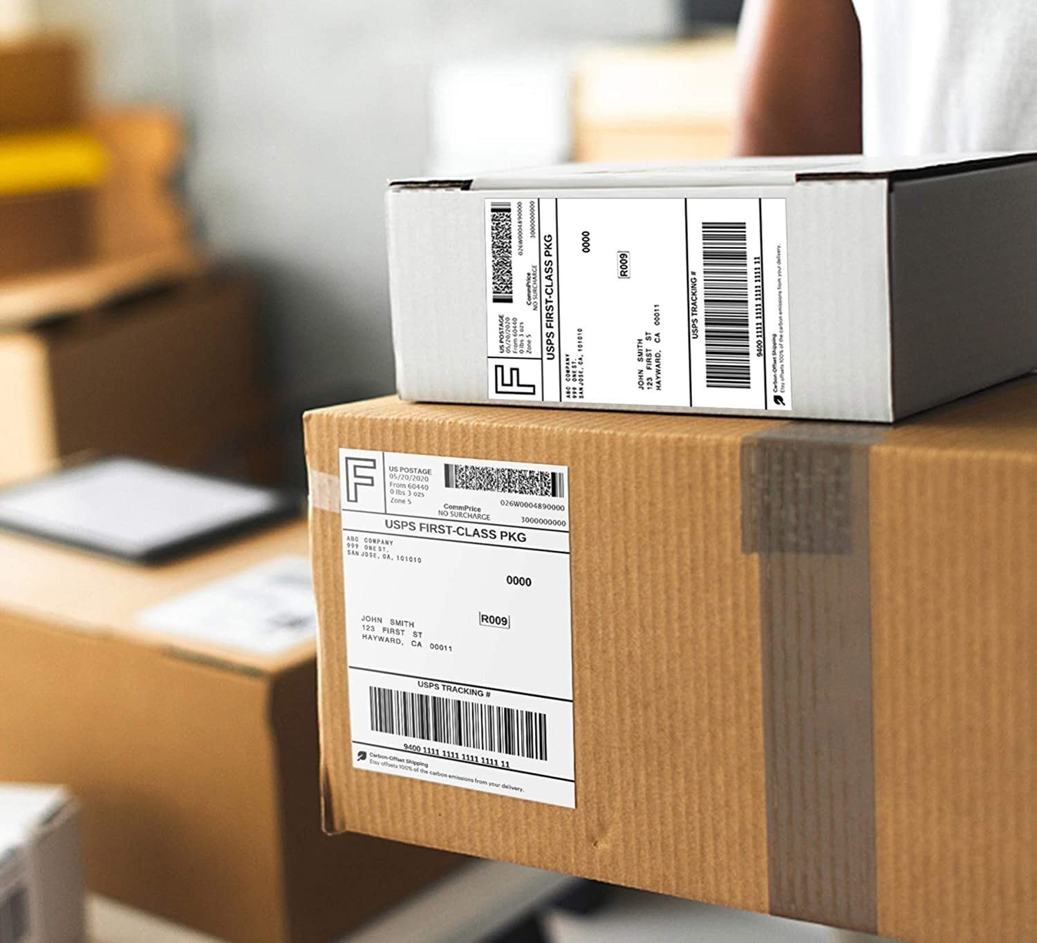 Made in USA 6,000 Labels Fanfold 4" x 6" Direct Thermal Labels, with Perforated line for Thermal Printers - Compatible Zebra & Rollo Printer (4" x 6" - 6000 Labels)