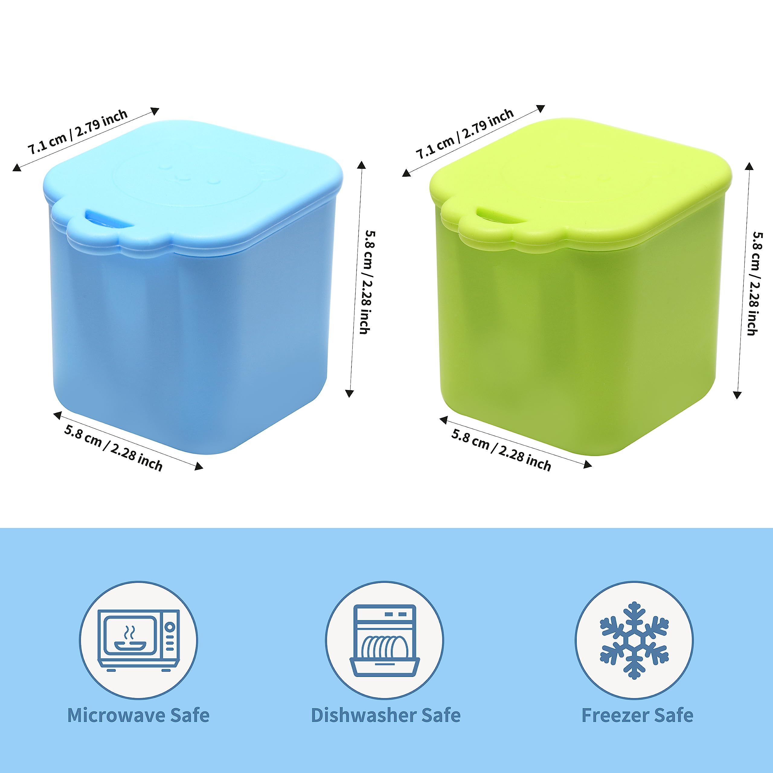 MUUPEG 2PCS Dips Containers Fits Most Bento Lunch Box To Go, Leakproof Salad Dressing Container Fits Lunch Box for Kids, Food Grade Silicone Condiment Container with Lids (Blue & Green)