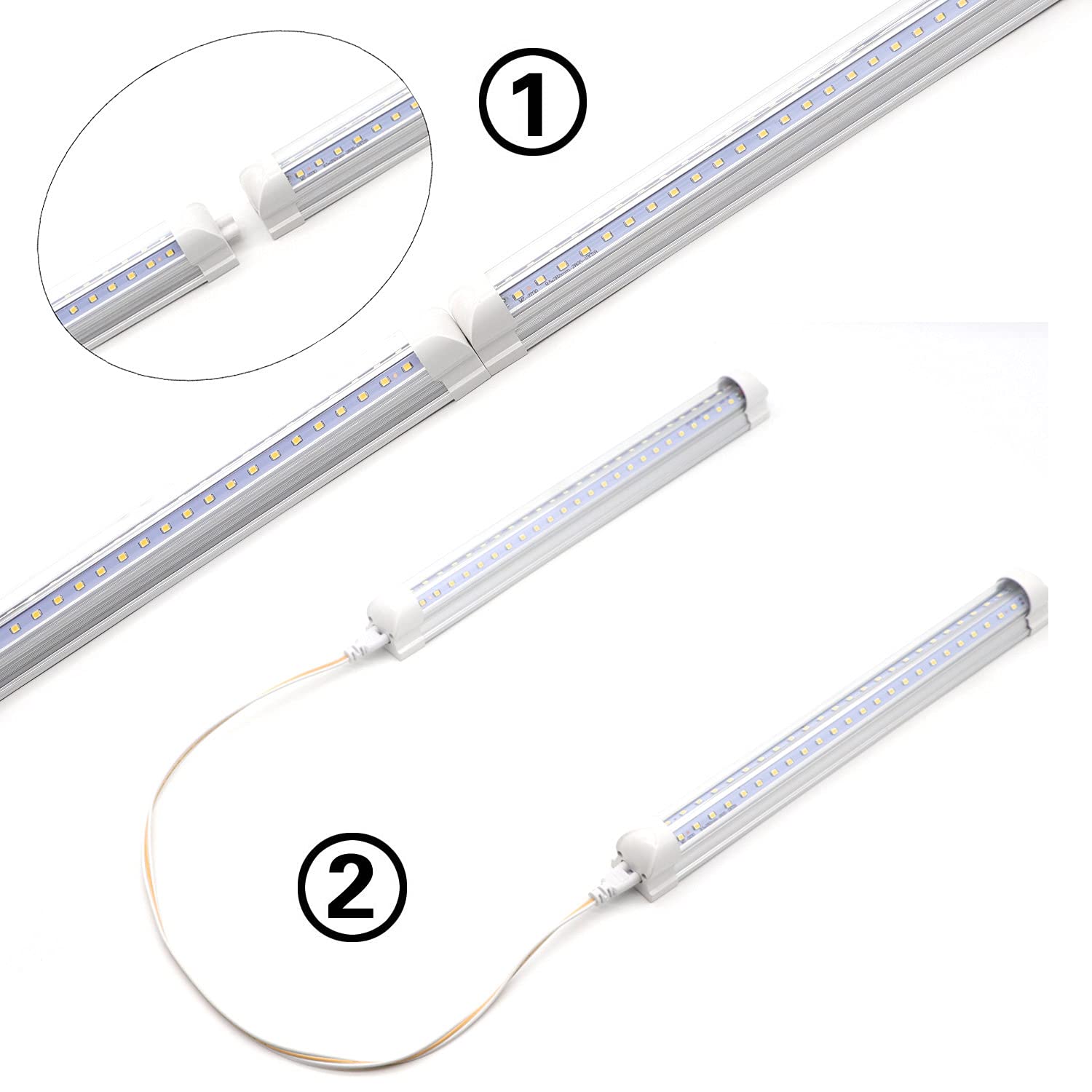 LED Shop Light Fixture, 12inch 9W, 1080LM, 5000K Daylight White, T8 V-Shape Integrated Tube Light, Hight Output, Brighter White, LED Tube Light for Garage, Warehouse, Plug and Play (Pack of 2)